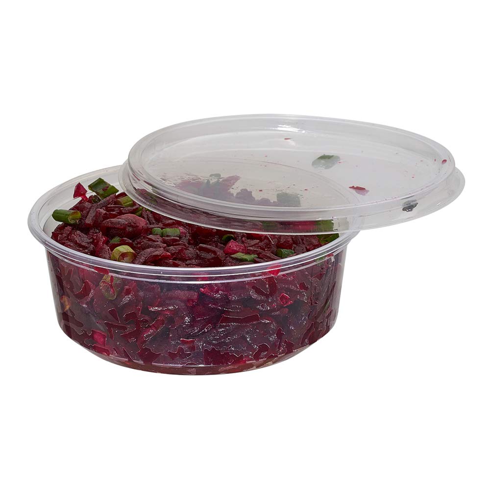 Tezzorio (200 Pack) 8 oz Deli Containers with Lids Combo, BPA-Free Translucent Plastic Deli Food Storage Containers with Lids, To Go/Take Out Food Containers