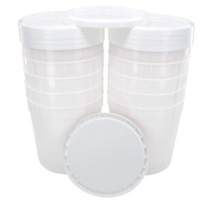 Poly Farm 2.5 Gallon Semi-transparent Ice Cream Tub with Lid (White Lid, 10)