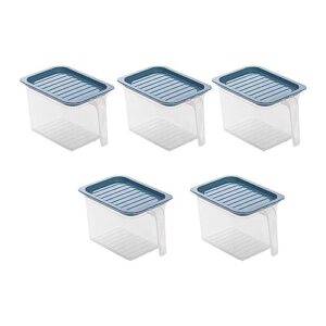 cabilock flour container 5pcs kitchen food containers 3 layer fridge storage bins organizer with lids handle for refrigerator cabinet desk blue size s freezer storage bins