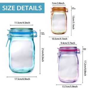 KESTAR 30 Pcs Mason Jar Zipper Bags, Spice Storage Bags, Reusable Food Saver Storage Bags Snacks Zipper Sealed Bags Fresh Bags with 30 PCS Labels for Travel Camping Picnic (Style01 30 PCS)