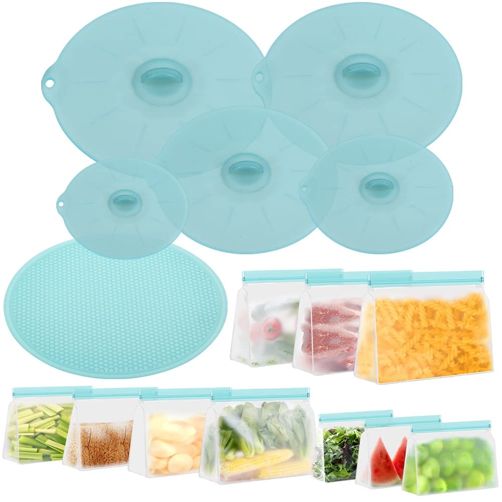 Silicone Covers for Food storage Food Grade Reusable Snack Bags Microwave Mat