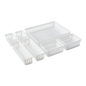 28 pcs set; 4x7 drawer storage organizer bins: white home, office, craft room, workshop, garage, kitchen storing container set model 23715 (set of 28 pcs)