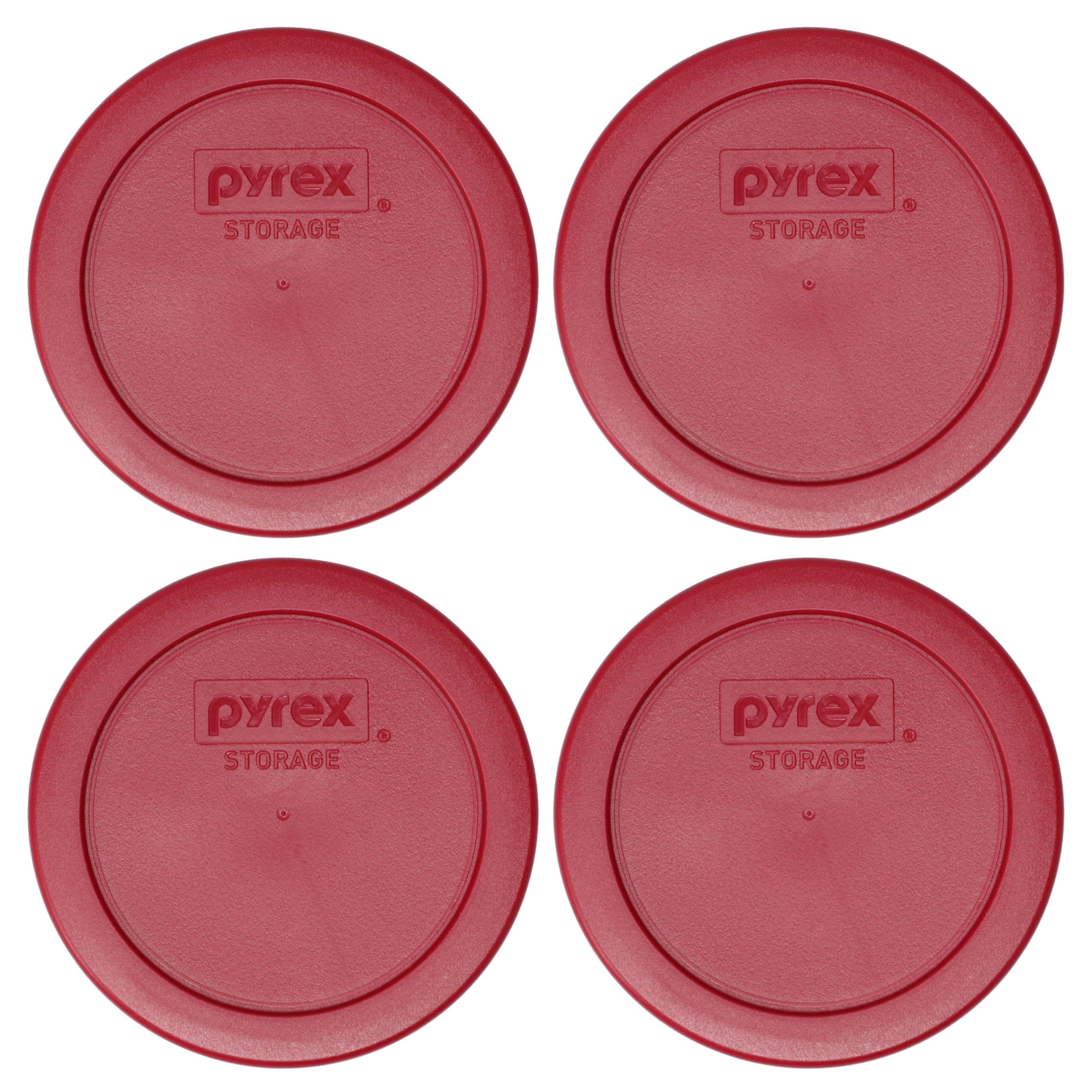 Pyrex 7200-PC Sangria Red Plastic Food Storage Replacement Lid, Made in USA - 4 Pack