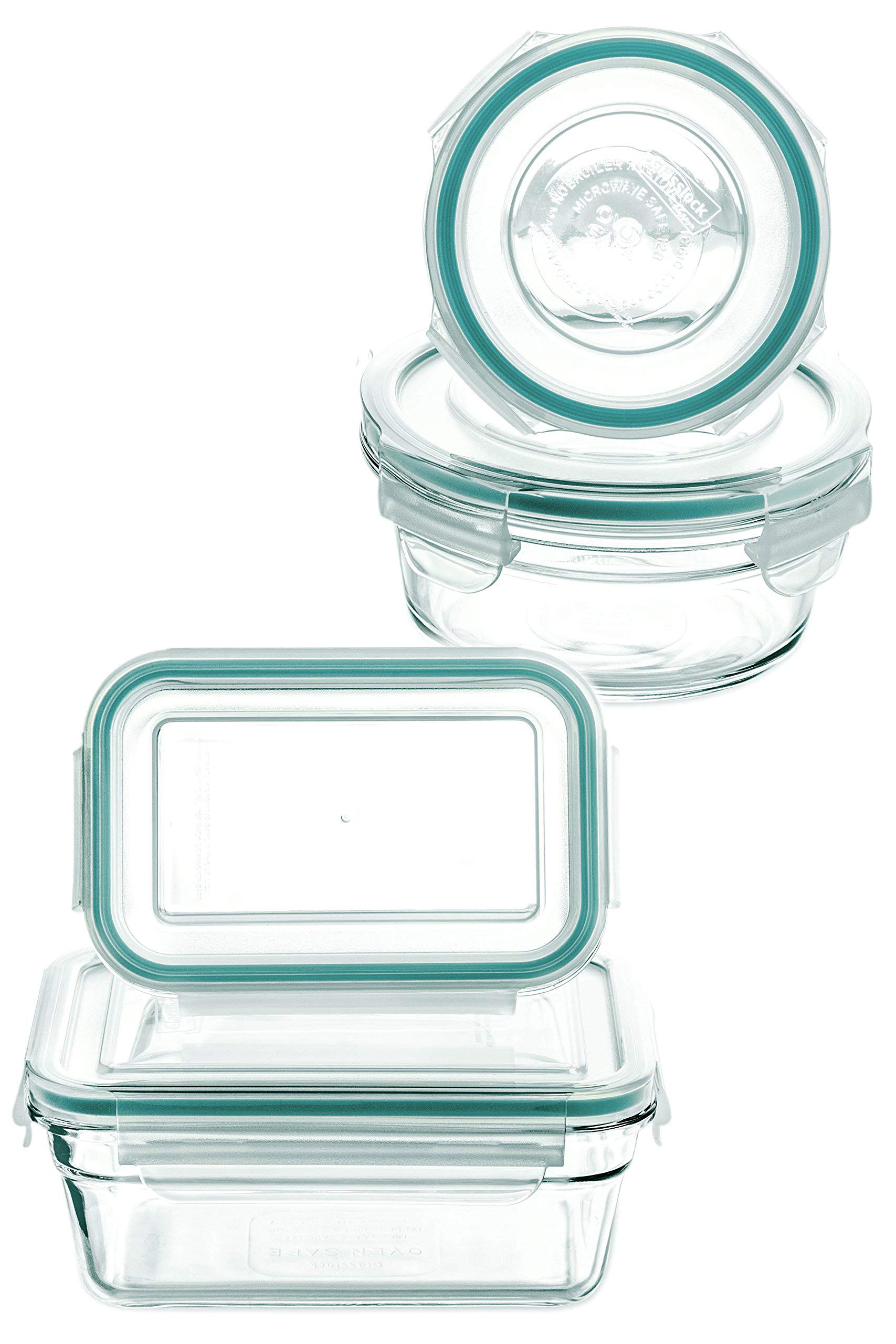 New Snaplock Lid: Tempered Glasslock Storage Containers 8pc (contains 4 container & 4 Lid) set~Microwave & Oven Safe