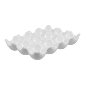 osaladi 12 cups egg tray holder ceramic egg container keeper storage organizer decorative serving dish plate for refrigerator fridge countertop kitchen (white)