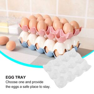 OSALADI 12 Cups Egg Tray Holder Ceramic Egg Container Keeper Storage Organizer Decorative Serving Dish Plate for Refrigerator Fridge Countertop Kitchen (White)