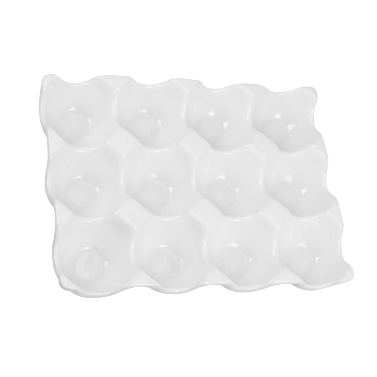 OSALADI 12 Cups Egg Tray Holder Ceramic Egg Container Keeper Storage Organizer Decorative Serving Dish Plate for Refrigerator Fridge Countertop Kitchen (White)