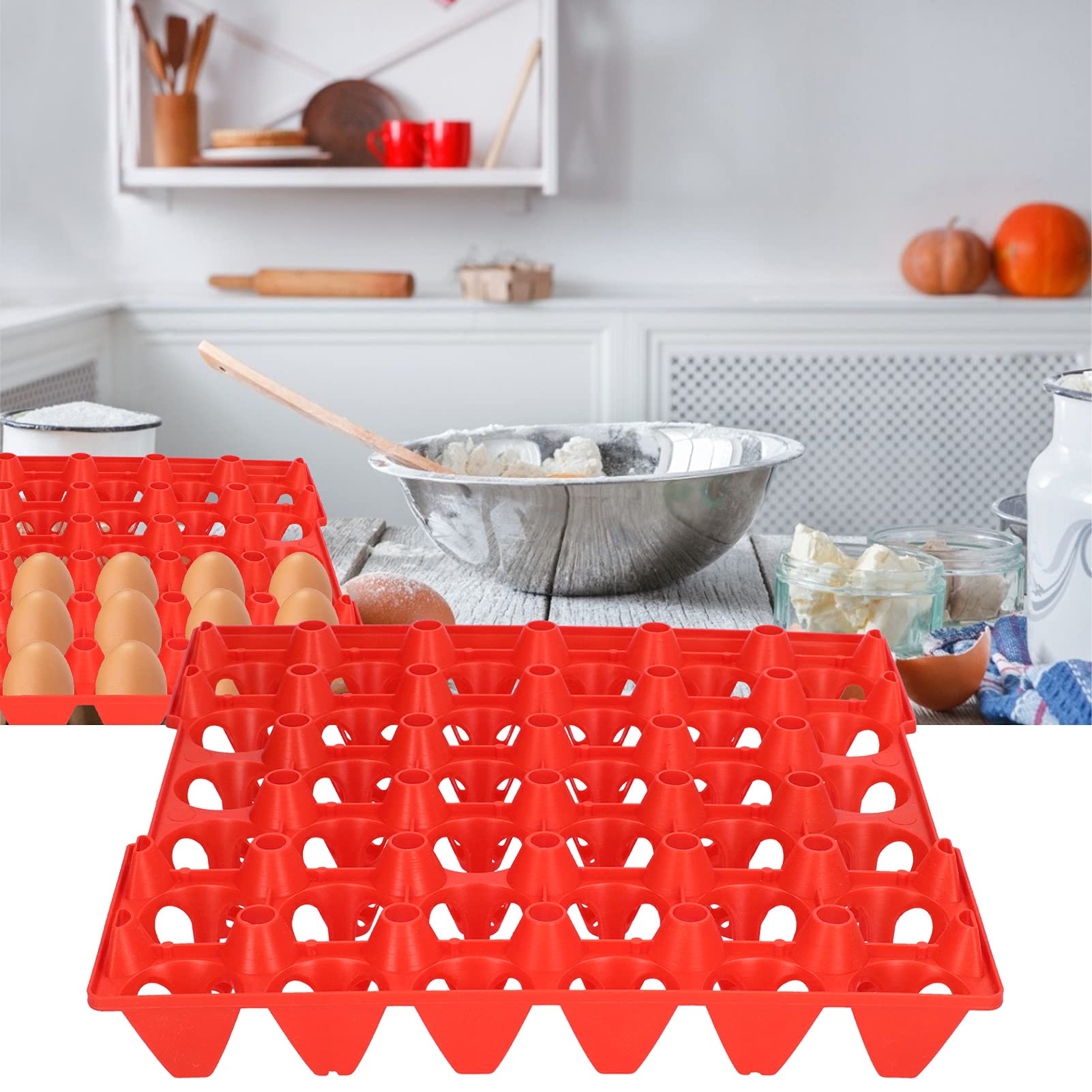 01 Egg Flats, 30 Cell Reusable Egg Storage Tray 5PCS for Hennery for Farm(red)