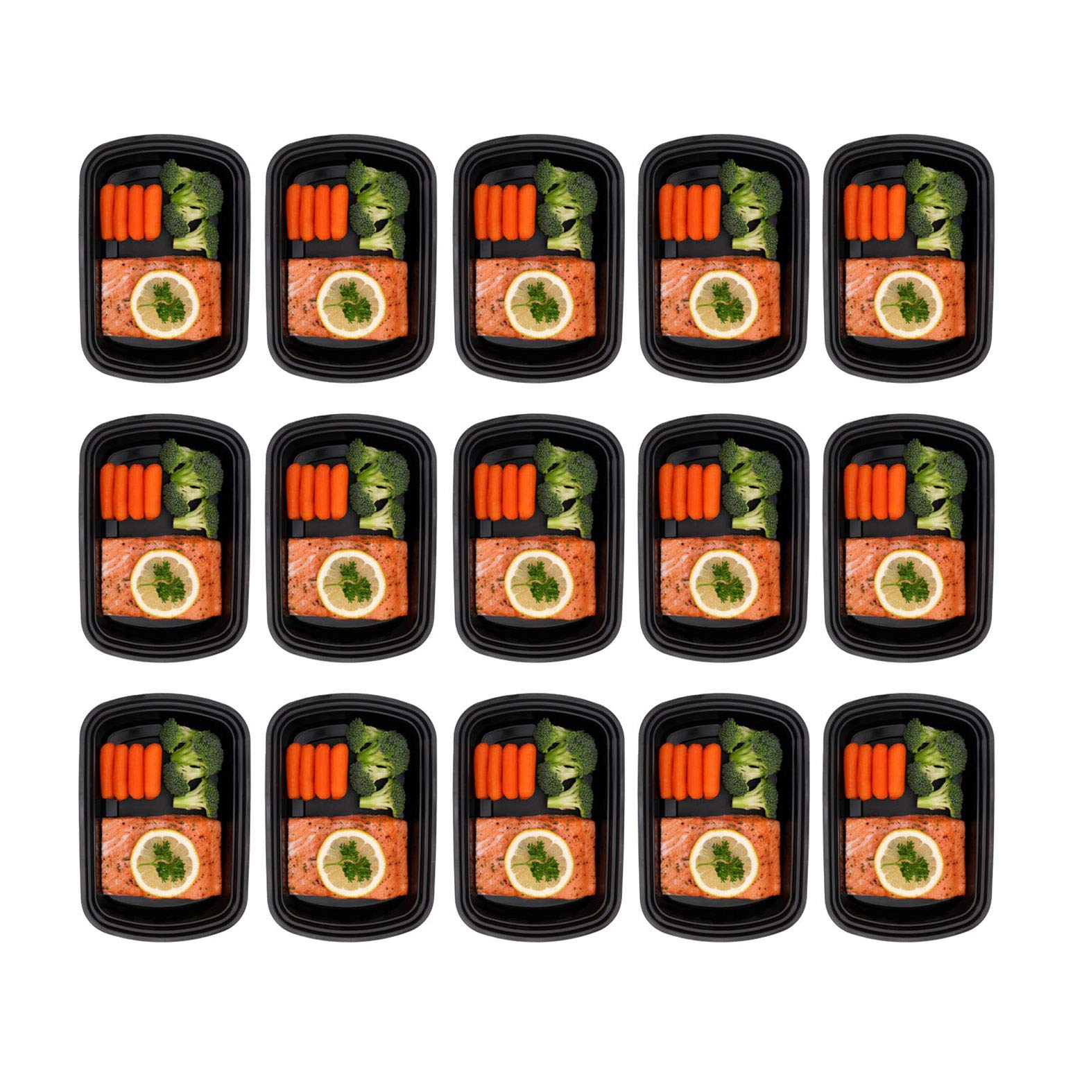 Freshware Meal Prep Containers Bento Boxes with Lids (21 Pack, 3 Compartment, 24 oz) and (15 Pack, 1 Compartment, 28 oz)