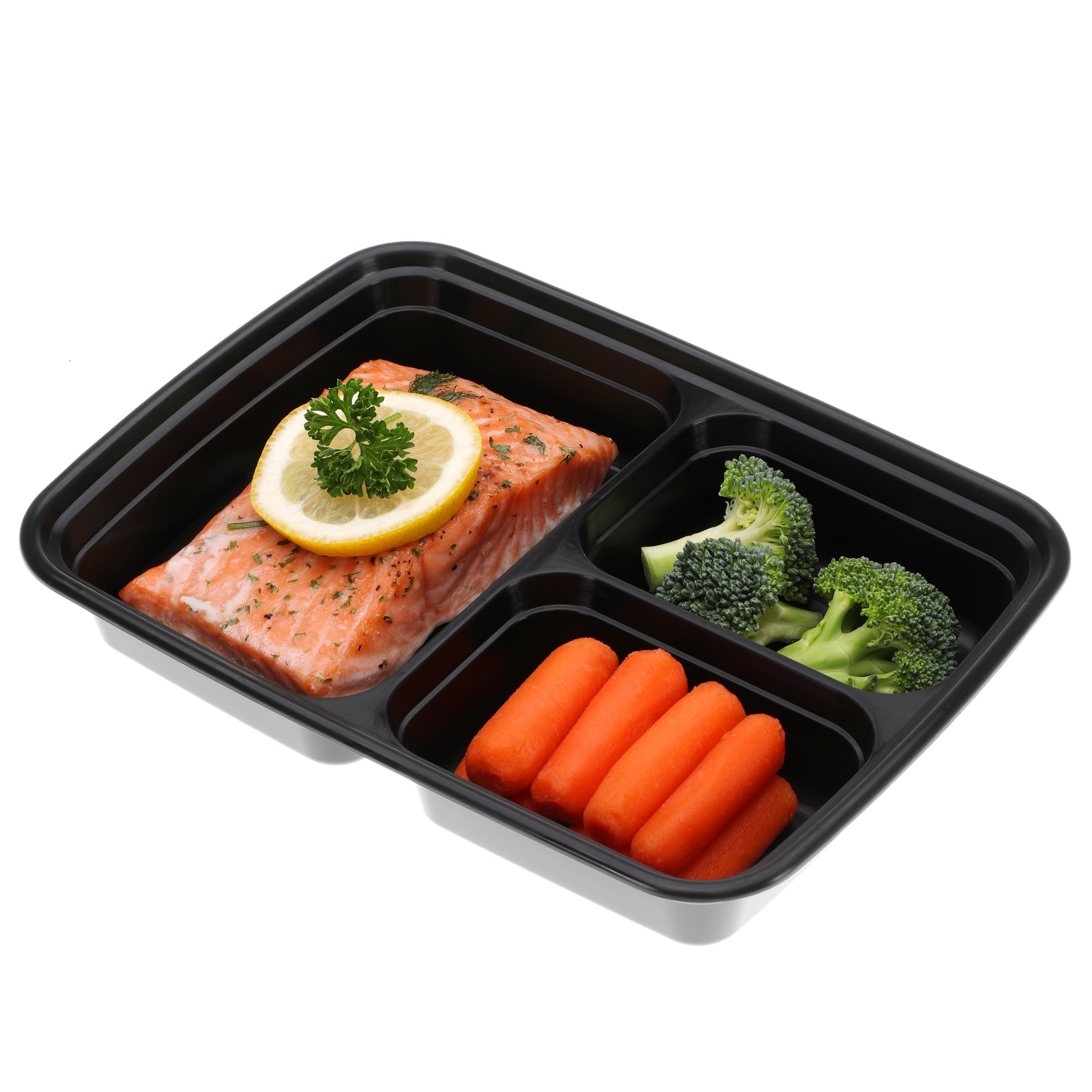 Freshware Meal Prep Containers Bento Boxes with Lids (21 Pack, 3 Compartment, 24 oz) and (15 Pack, 1 Compartment, 28 oz)