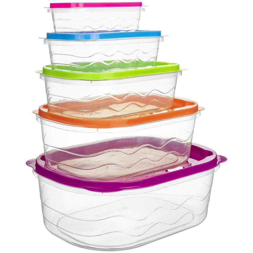 Modern Style Nesting Food Storage Containers Set of 5 All New Look High Grade Plastic Durable Unique and Fun Lunch Box Nest