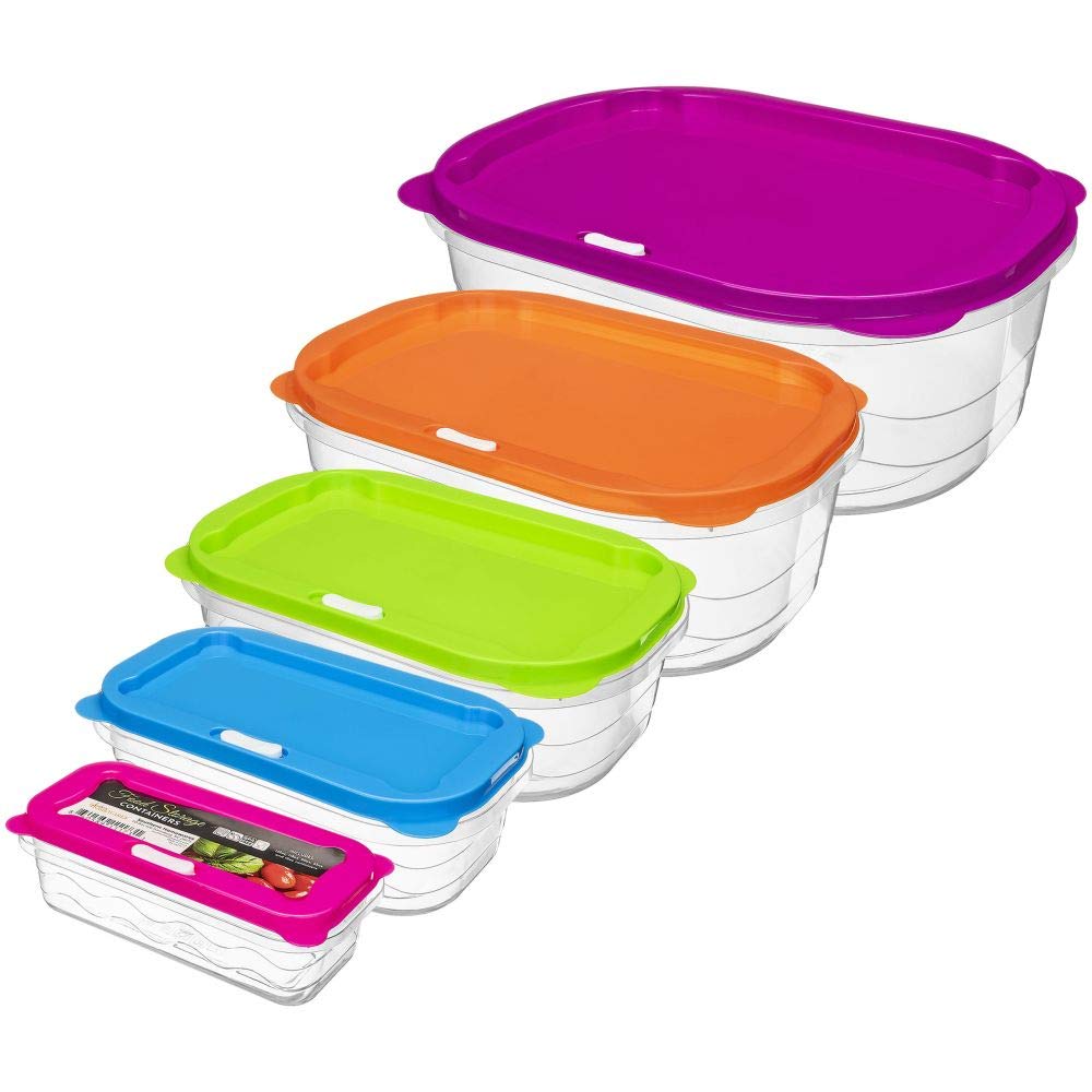 Modern Style Nesting Food Storage Containers Set of 5 All New Look High Grade Plastic Durable Unique and Fun Lunch Box Nest