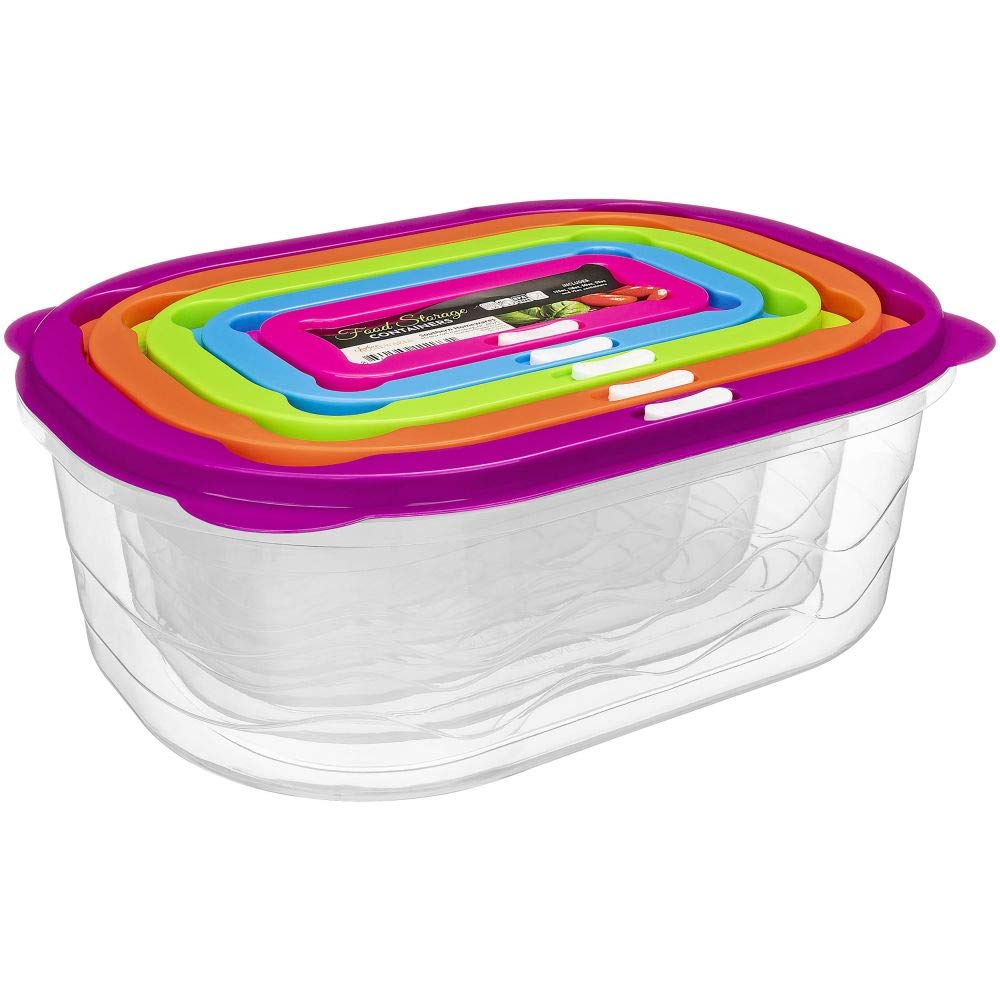 Modern Style Nesting Food Storage Containers Set of 5 All New Look High Grade Plastic Durable Unique and Fun Lunch Box Nest