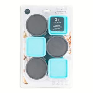 Core Kitchen Mini Condiment & Sauce Containers - Set of 12 - Aqua Blue and Slate