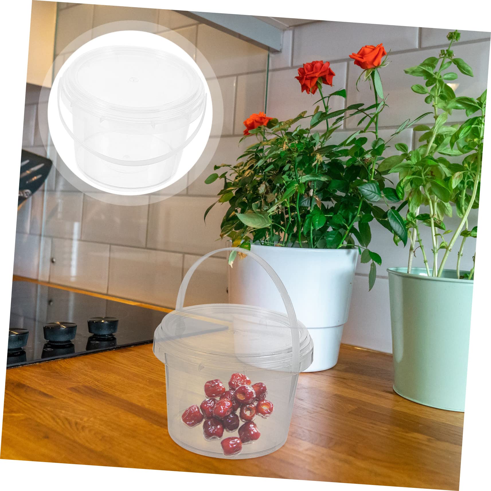 Cabilock 20 Pcs Transparent Small Barrel Cereal Bucket Powder Laundry Plastic Paint Cans Snack Container Fruit Containers for Fridge Plastic Storage Bucket Egg Basket Biscuit Pp Condiment