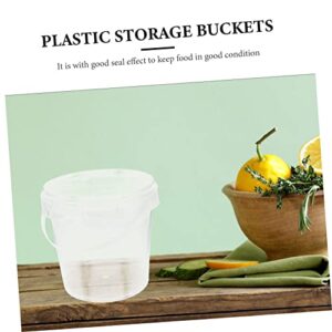 Cabilock 30 Pcs Transparent Small Barrel Take- Out Container Mini Clear Bucket Food Storage Containers Containers with Ice Storage Bucket with Lid Plastic Refrigerator Dry Food Pp