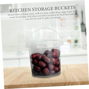 Cabilock 30 Pcs Transparent Small Barrel Take- Out Container Mini Clear Bucket Food Storage Containers Containers with Ice Storage Bucket with Lid Plastic Refrigerator Dry Food Pp