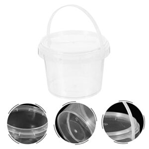 Cabilock 30 Pcs Transparent Small Barrel Kitchen Bucket with Lid Cookie Containers with Lids Plastic Dessert Cup Small Ice Bucket Grain Bucket Cereal Bucket Clear Bucket Food Pp Honey