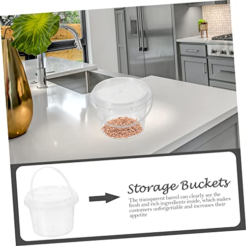 Cabilock 30 Pcs Transparent Small Barrel Kitchen Bucket with Lid Cookie Containers with Lids Plastic Dessert Cup Small Ice Bucket Grain Bucket Cereal Bucket Clear Bucket Food Pp Honey