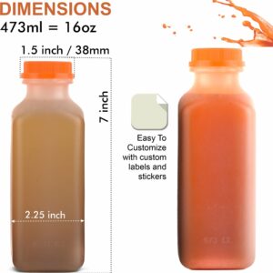 EcoQuality [250 PACK] Empty Plastic Juice Bottles with Tamper Evident Caps 16 OZ - Smoothie Bottles - Ideal for Juices, Milk, Smoothies, Picnic's and even Meal Prep Juice Containers