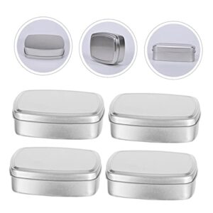 Zerodeko 4pcs Box Soap aluminum box storage bin with Aluminum Storage Cans small tins with lids empty tin Packaging Case cookie jars with lids travel soap holder Aluminum Cans Metal leaf