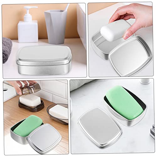 Zerodeko 4pcs Box Soap aluminum box storage bin with Aluminum Storage Cans small tins with lids empty tin Packaging Case cookie jars with lids travel soap holder Aluminum Cans Metal leaf