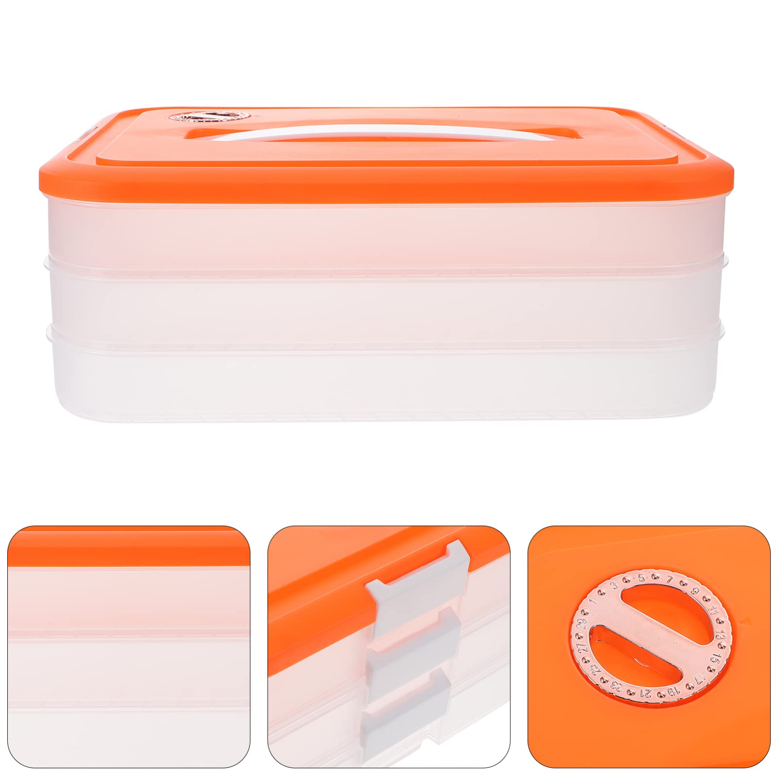 Angoily Refrigerator Organizer Bins, 3-Layer Plastic Food Storage Containers with Lids, Stackable Food Organizer Keeper for dumplings, Vegetables, Meat, Fish