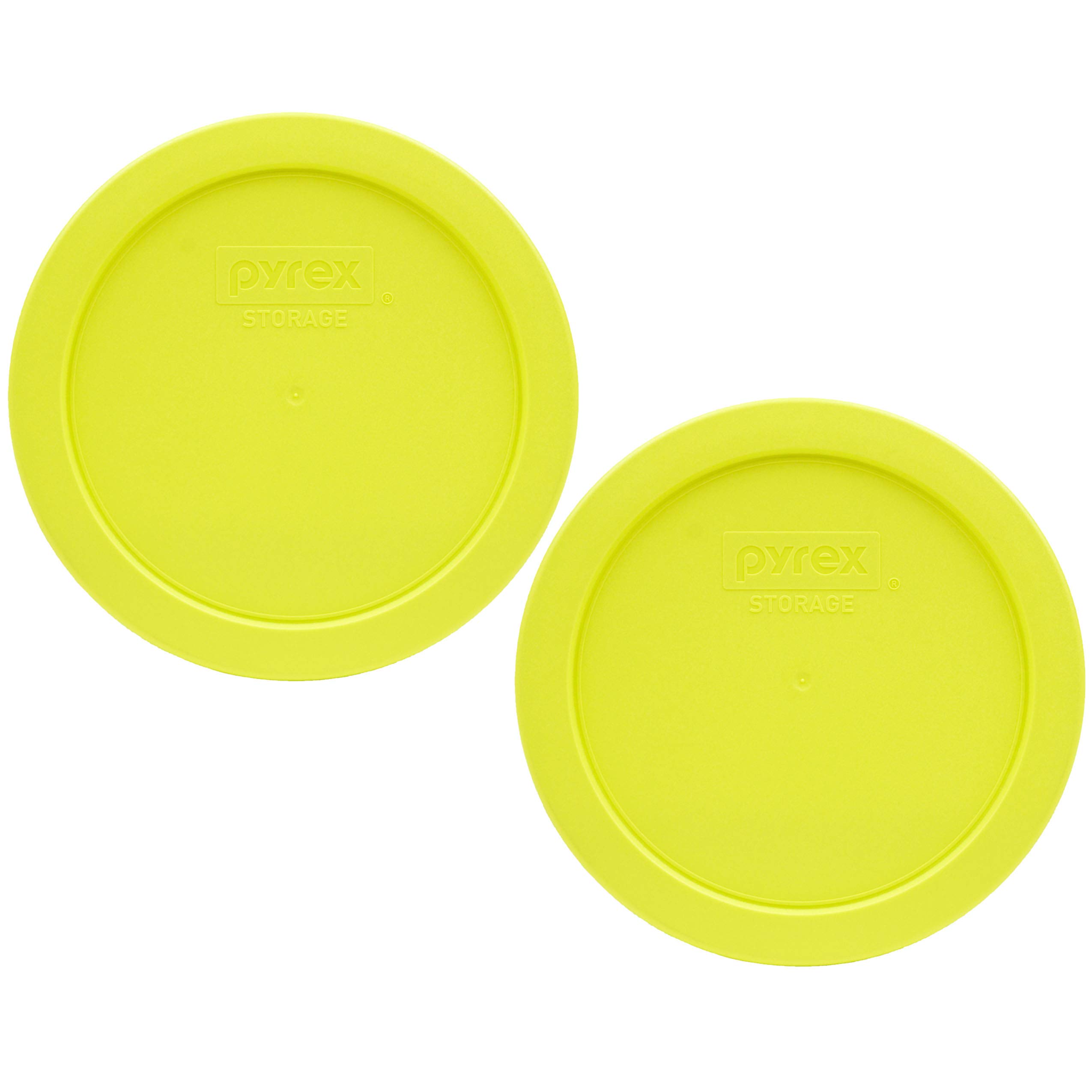 Pyrex 7201-PC Yolk Yellow Round Plastic Food Storage Replacement Lids - 2 Pack Made in the USA