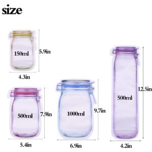 DASHENRAN Reusable Mason Jar Ziplock Bags, Reusable Mason Bottle Ziplock Bags, Mason Jar Bags, Mason Jar Ziplock Bags, Food Storage Plastic Bags, Mason Jar Bags Reusable Stand Up (20PCS)