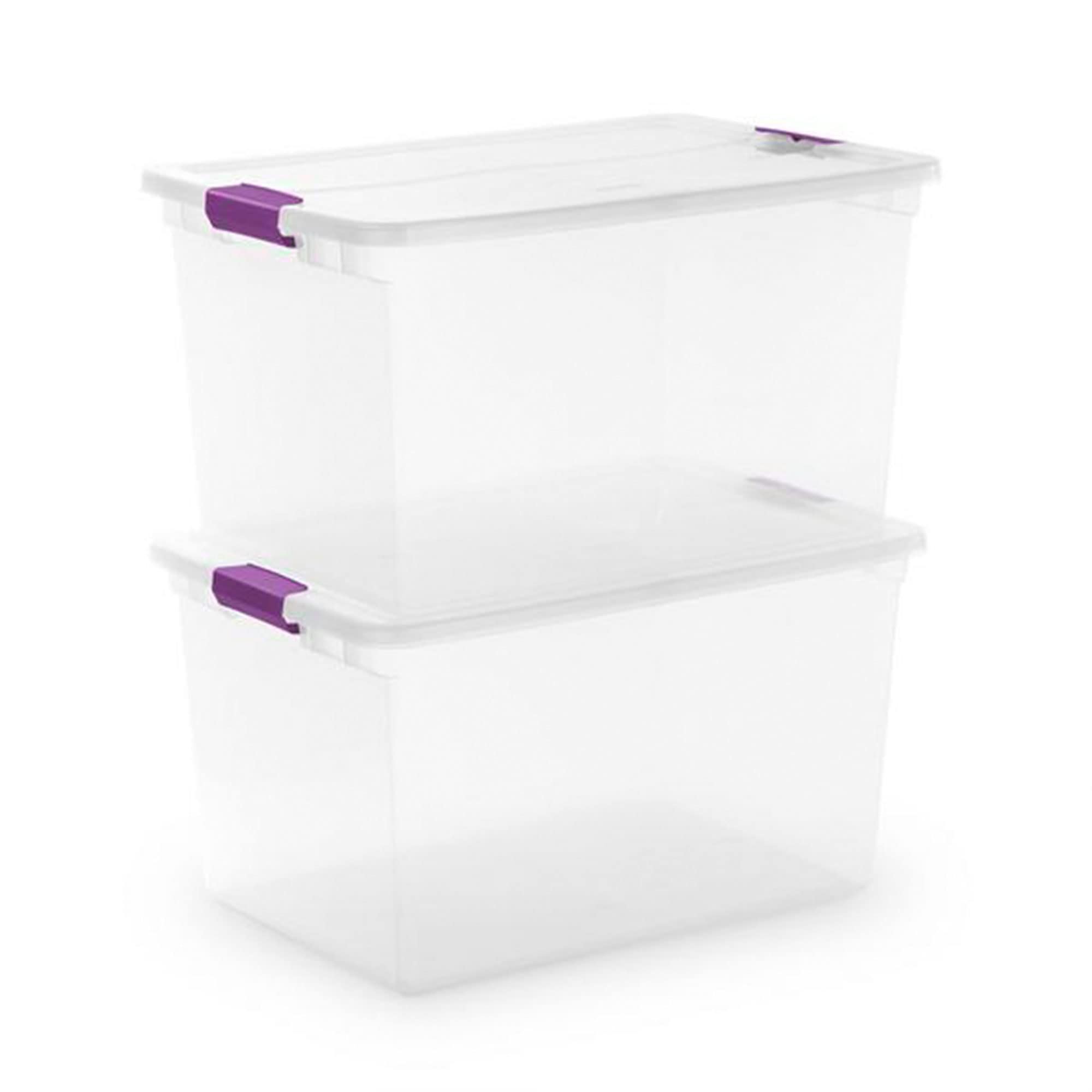 Sterilite 66 Quart Clear Latch Lid Storage Container Tote, 6 Pack, and 27 Quart Clear Latch Lid Storage Container Tote, 6 Pack for Home Organization