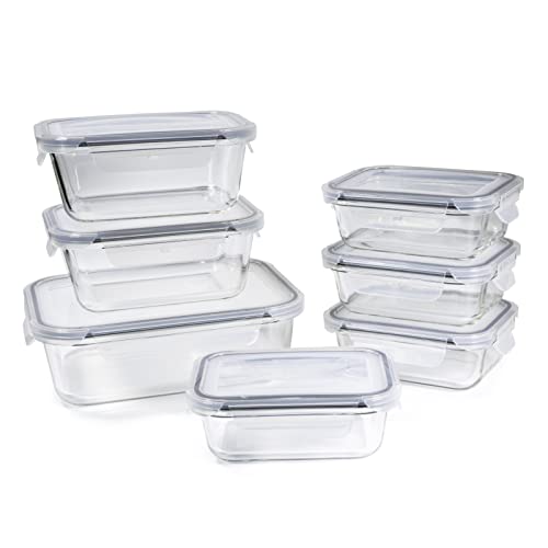 Beille 14pc Food Storage Containers with Lid Glass Meal Prep Containers, BPA Free