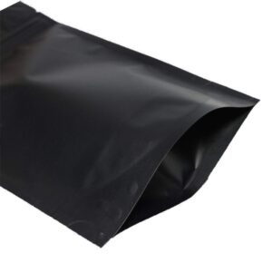 100PCS Matte Black Mylar Bags Sealable Double Sided Mylar Bag Stand Up Pouch Reusable (12x18cm) (4.72 x 7.09in) Heat Sealable Foil Insulated Bags ZipLock Aluminum Bags Food Packaging Food Storage