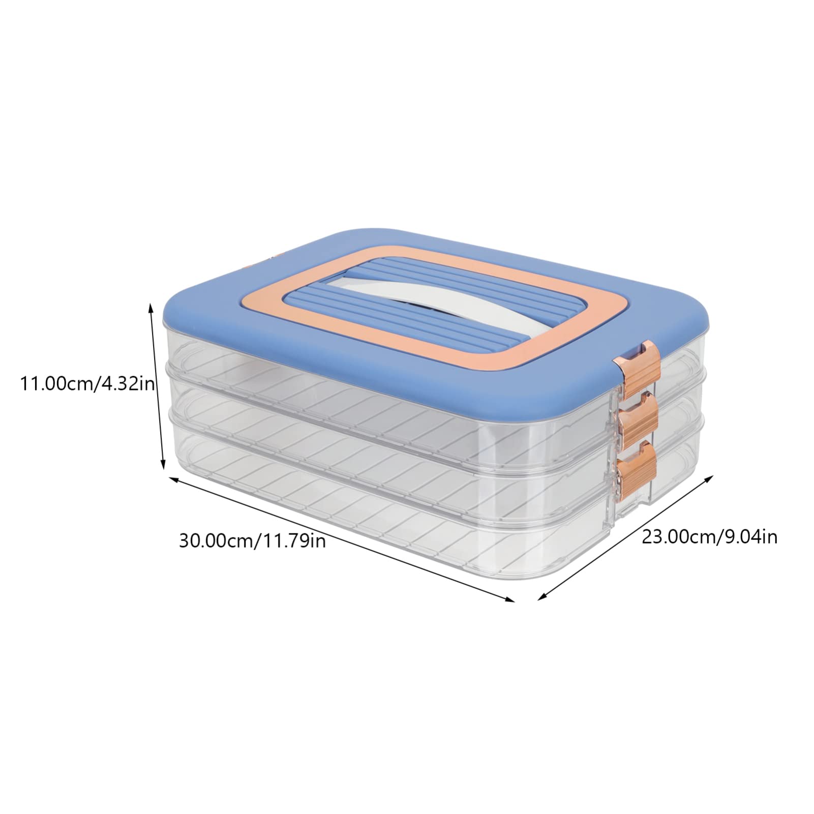 Zerodeko Freezer Containers Refrigerator Organizer Food Storage Containers Transparent Dumpling Box 3 Layer for Kitchen Fridge Blue Spaghetti Container