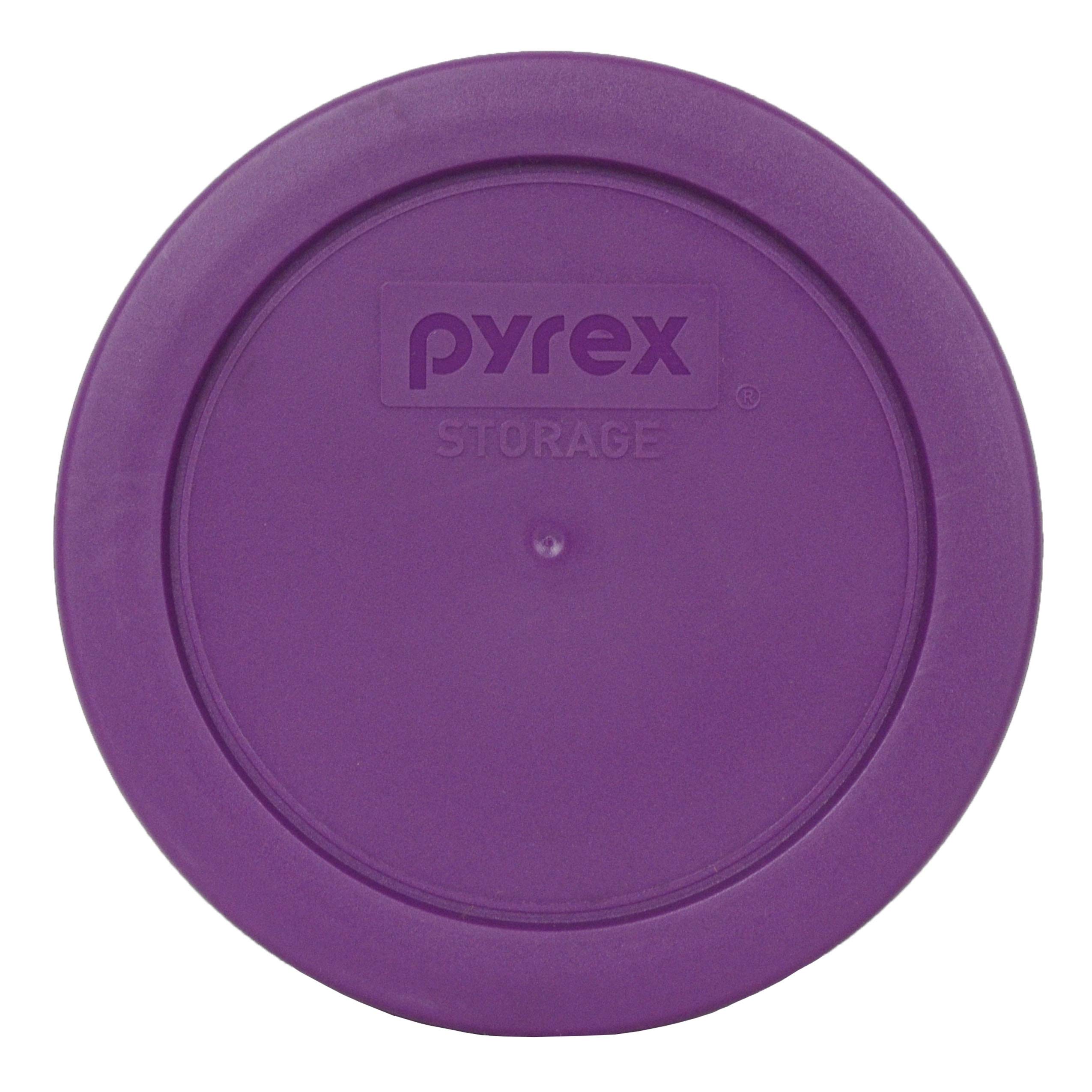 Pyrex (1) 7402-PC Turquoise, (1) 7201-PC Pink, (1) 7200-PC Thistle Purple, & (1) 7202-PC Plum Purple Round Plastic Food Storage Replacement Lids, Made in the USA