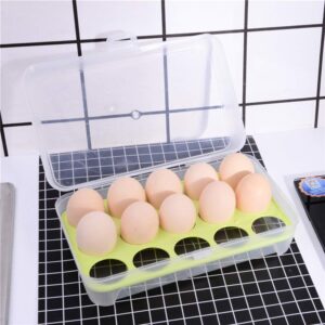 1 Piece Kitchen Refrigerator Eggs Storage Box 15 Eggs Holder Food Storage Container Storage Boxes Organizers(Green, Clear)