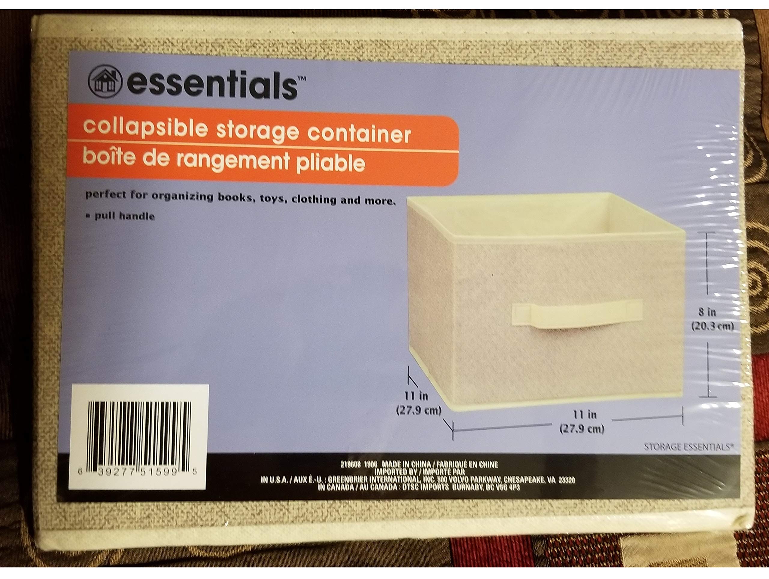 Essentials Collapsible Storage Container - 11 x 11 x 8 inches - Cream - 1 each