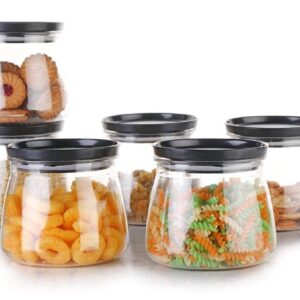 SHOPHOLIC Handi Shape Plastic Storage Container Jar Multipurpose For Kitchen (Set Of 6)