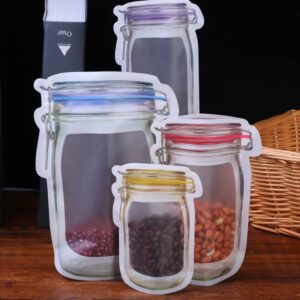 Reusable Mason Bottle Ziplock Bags,Multi-Size Fresh Leak Proof Food Storage Sandwich Bags Ziplock Bags,Hubosale Food Storage Bags, Suitable for Kitchen Camping Travel Office (20pcs)