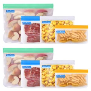 reusable food storage bags-bpa free reusable ziplock preservation bags-4 size flat airtight seal food storage container,food preservation bag for storing fruit veggies meat milk snack sandwich