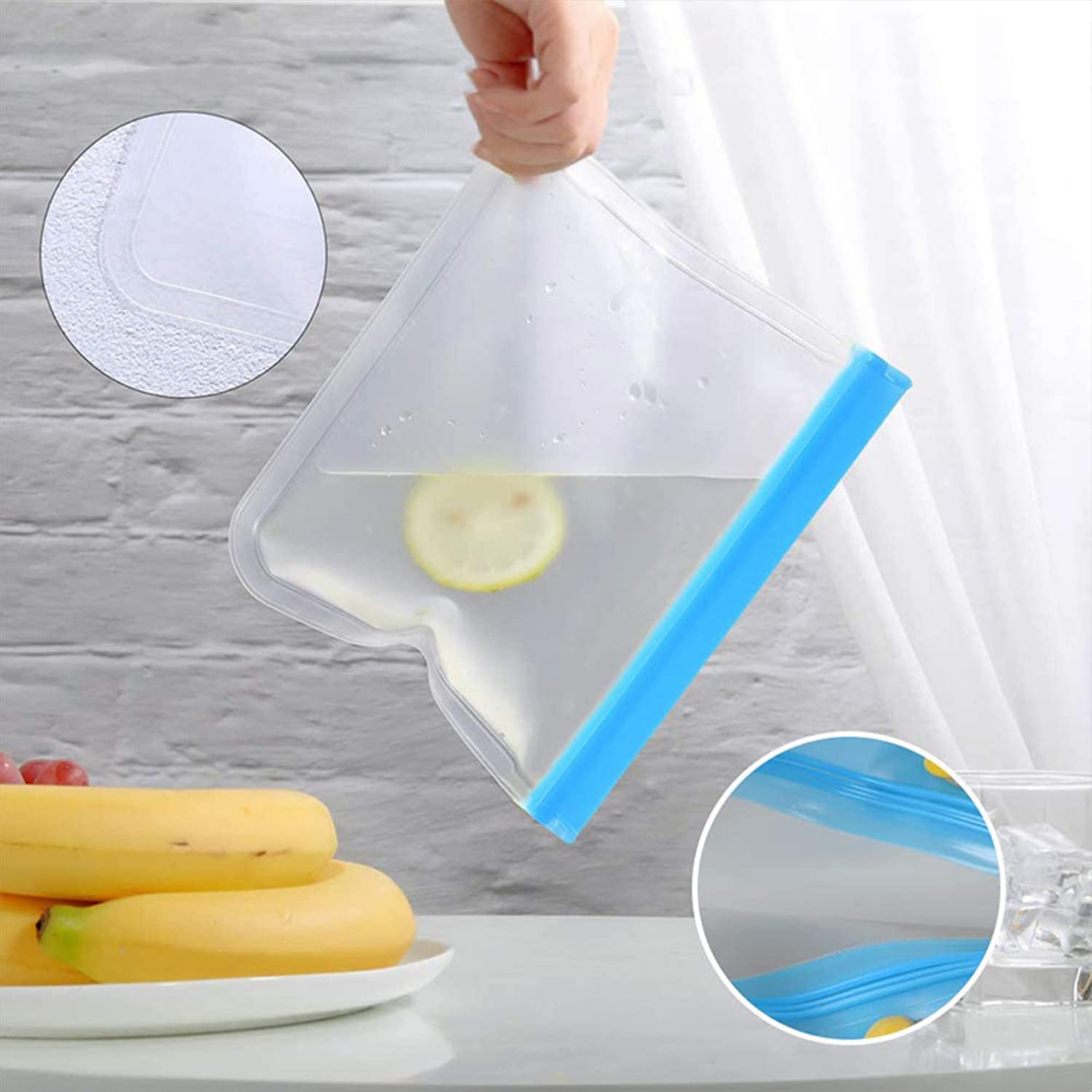 Reusable Food Storage Bags-BPA Free Reusable Ziplock Preservation Bags-4 size Flat Airtight Seal Food Storage Container,Food Preservation Bag for Storing Fruit Veggies Meat Milk Snack Sandwich