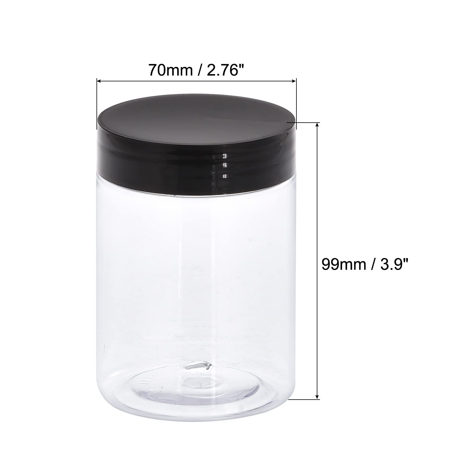 uxcell Round Plastic Jars with Black Screw Top Lid, 10oz/ 300ml Wide-mouth Clear Empty Containers for Storage, Organizing, 10Pcs