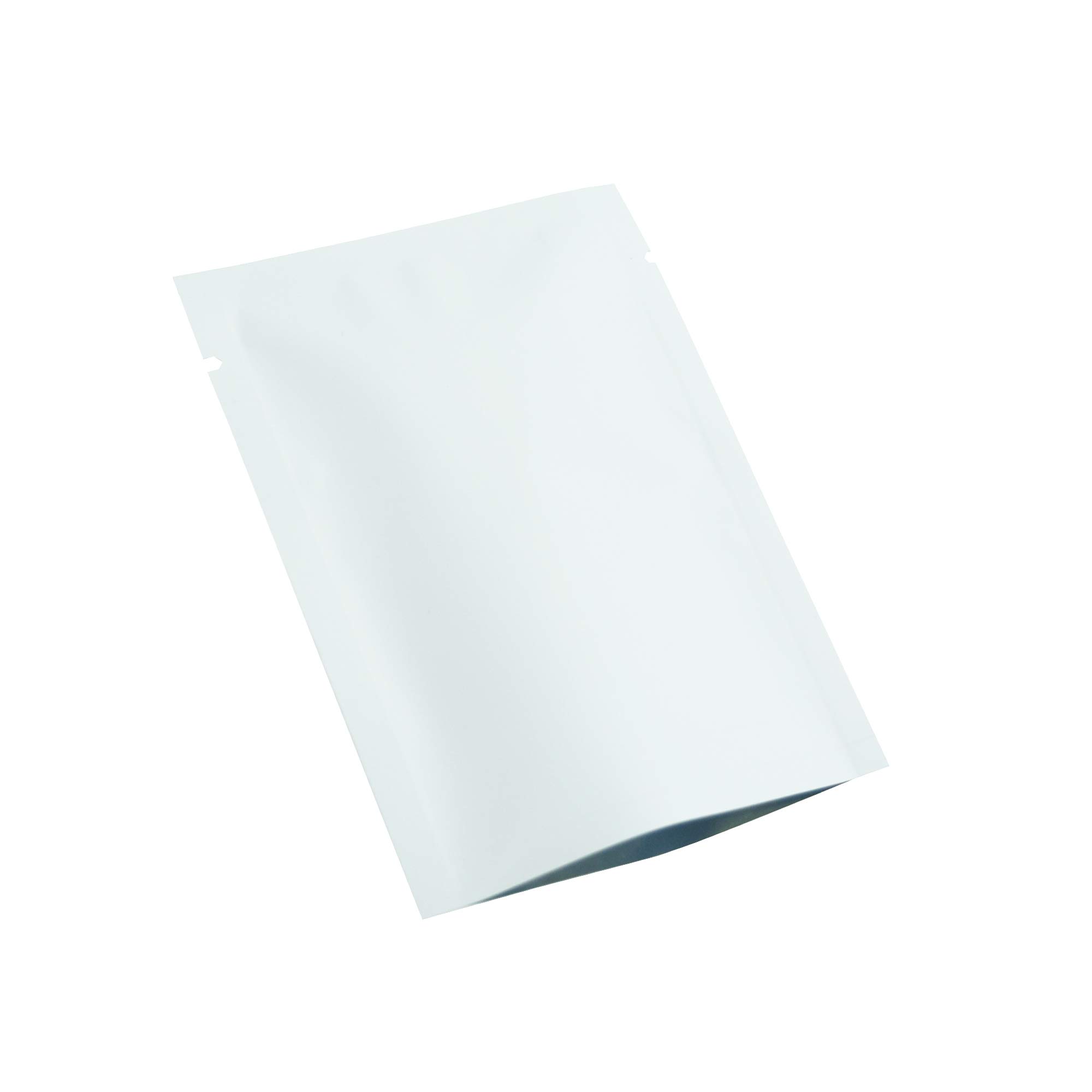 200PCS Matte White Metallic Foil Open Top Mylar Packaging Bags 12x18cm (4.7x7")