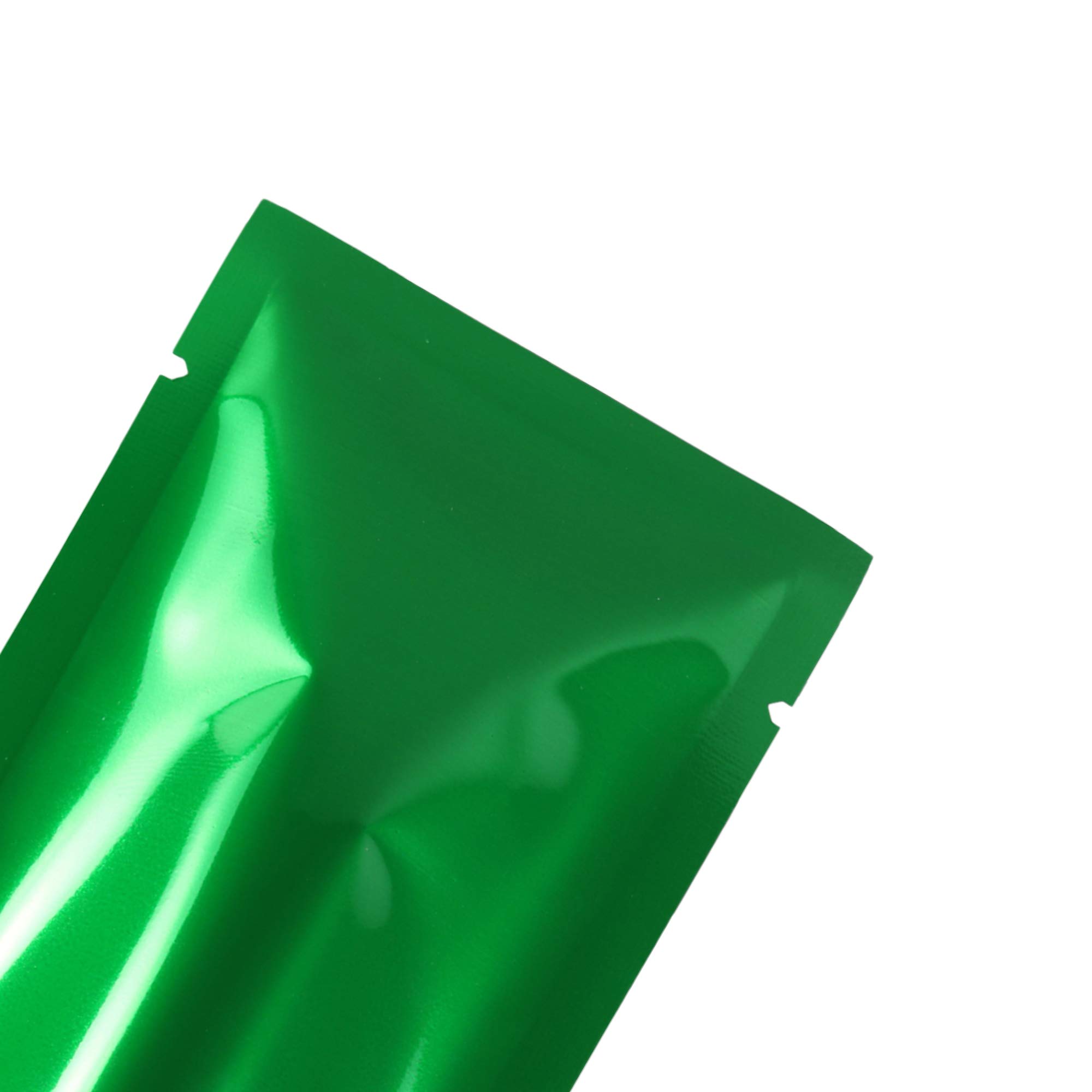 QQ Studio Glossy Green Open Top Mylar Foil Sample Bag (100pcs) (Glossy Green, 6cm x 9cm(2.25"x3.5"))