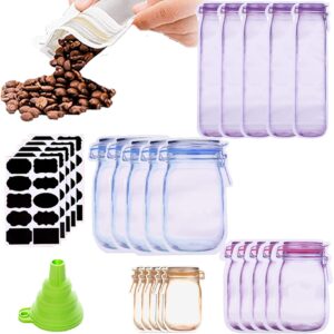 2023new reusable mason bottle ziplock bags,reusable mason jar ziplock bags,mason jar bottle bags,reusable mason bottle ziplock bags set of 10/20/40/80 (20pcs)