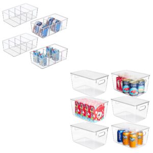 vtopmart 4 pack food storage organizer bins and 6 pack clear stackable storage bins with lids