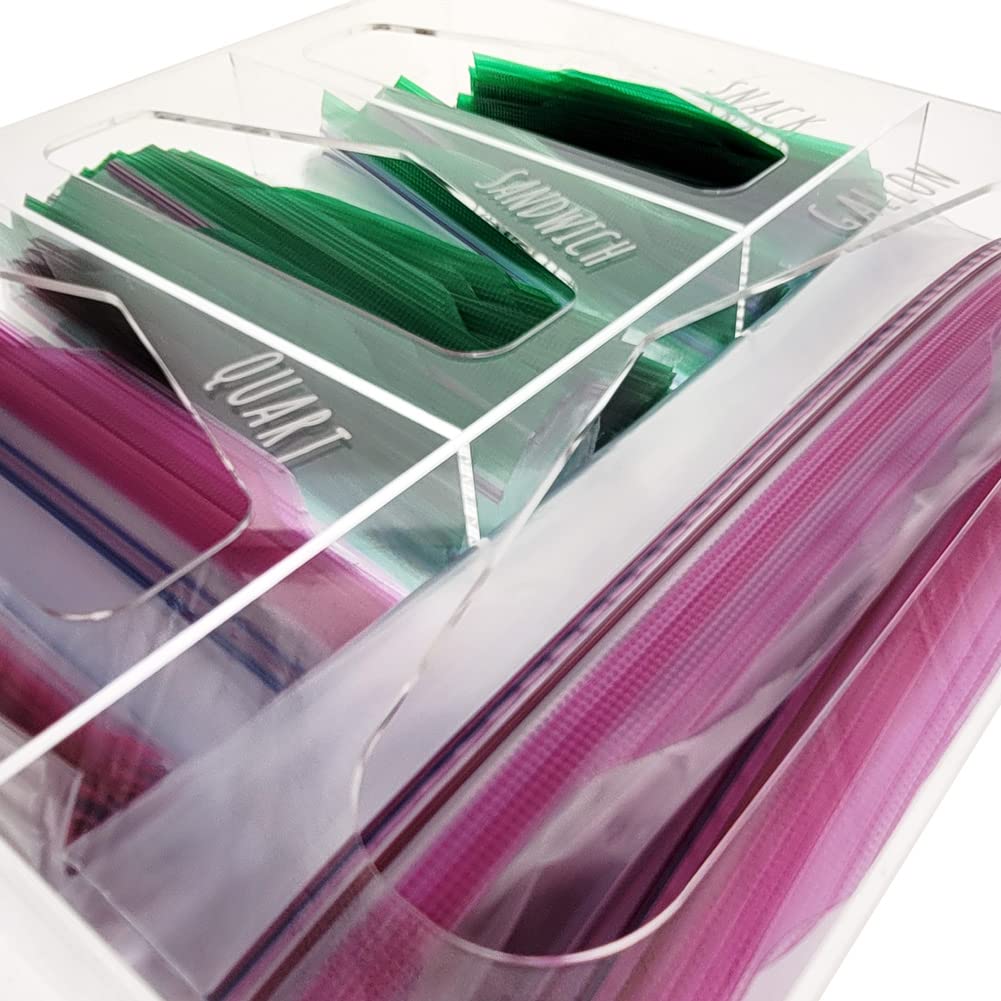 OnDisplay Luxe Acrylic Kitchen Drawer Zip Food Storage Bag Organizer