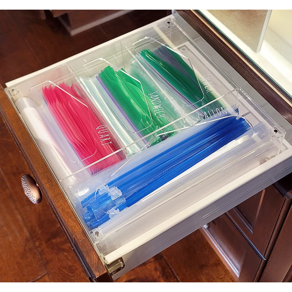 OnDisplay Luxe Acrylic Kitchen Drawer Zip Food Storage Bag Organizer