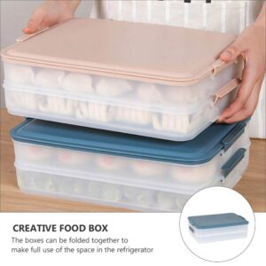 Hemoton Reusable Stackable Dumpling Food Containers Storage Organizer Dumpling Box Bins Holder with Lids for Refrigerator Blue