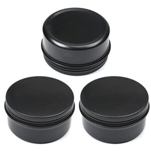 Othmro 3pcs 2.7oz Metal Round Tins Aluminum Tin Cans Containers with Screw Lid, 68 * 35mm(DxH) Black tin cans for Salve, Spices, Lip Balm, Tea or Candies 80ml