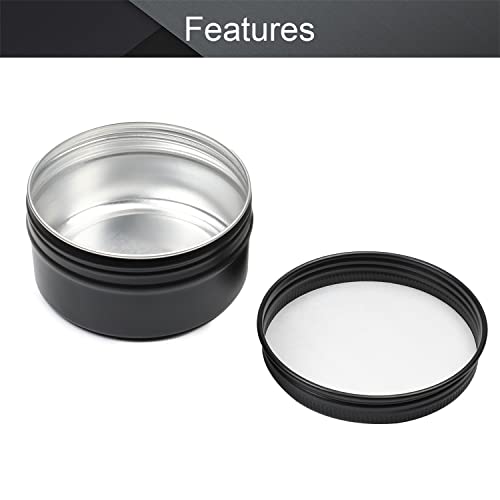 Othmro 3pcs 2.7oz Metal Round Tins Aluminum Tin Cans Containers with Screw Lid, 68 * 35mm(DxH) Black tin cans for Salve, Spices, Lip Balm, Tea or Candies 80ml